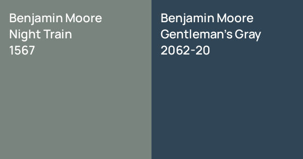 Benjamin Moore Night Train vs. Benjamin Moore Gentleman's Gray comparison
