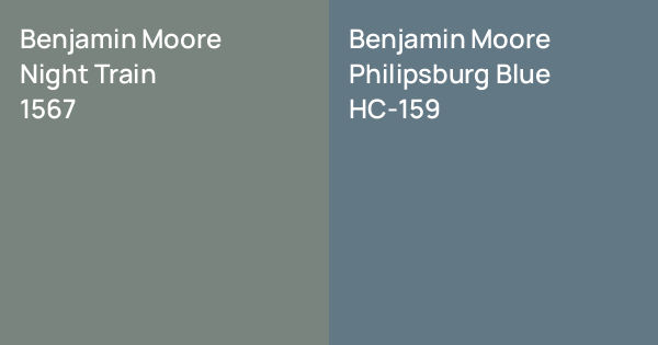 Benjamin Moore Night Train vs. Benjamin Moore Philipsburg Blue comparison