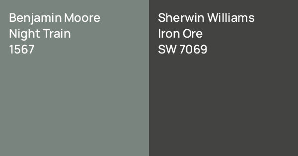 Benjamin Moore Night Train vs. Sherwin Williams Iron Ore comparison