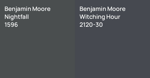 Benjamin Moore Nightfall vs. Benjamin Moore Witching Hour comparison