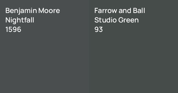 Benjamin Moore Nightfall vs. Farrow and Ball Studio Green comparison