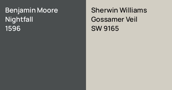 Benjamin Moore Nightfall vs. Sherwin Williams Gossamer Veil comparison