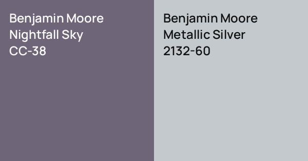 Benjamin Moore Nightfall Sky vs. Benjamin Moore Metallic Silver comparison