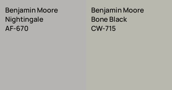 Benjamin Moore Nightingale vs. Benjamin Moore Bone Black comparison
