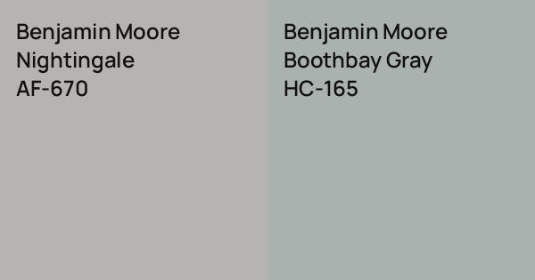 Benjamin Moore Nightingale vs. Benjamin Moore Boothbay Gray comparison
