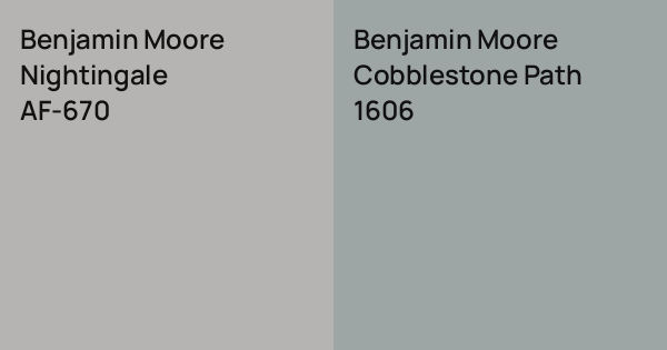 Benjamin Moore Nightingale vs. Benjamin Moore Cobblestone Path comparison