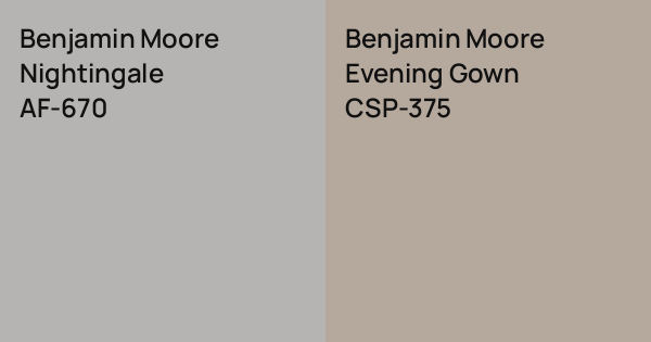 Benjamin Moore Nightingale vs. Benjamin Moore Evening Gown comparison