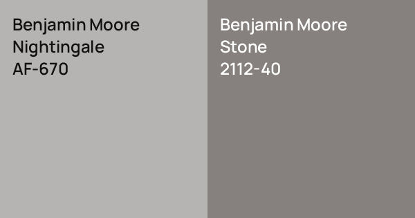 Benjamin Moore Nightingale vs. Benjamin Moore Stone comparison