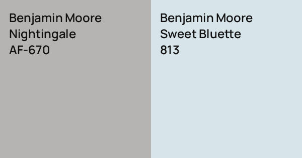 Benjamin Moore Nightingale vs. Benjamin Moore Sweet Bluette comparison