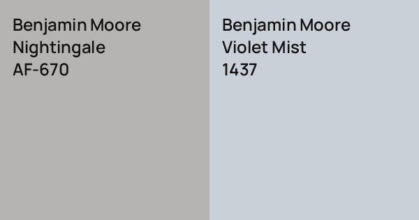 Benjamin Moore Nightingale vs. Benjamin Moore Violet Mist comparison