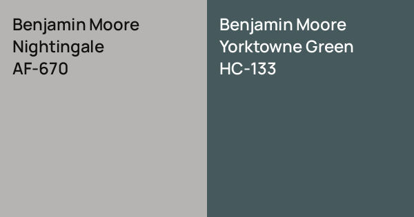 Benjamin Moore Nightingale vs. Benjamin Moore Yorktowne Green comparison