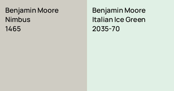 Benjamin Moore Nimbus vs. Benjamin Moore Italian Ice Green comparison