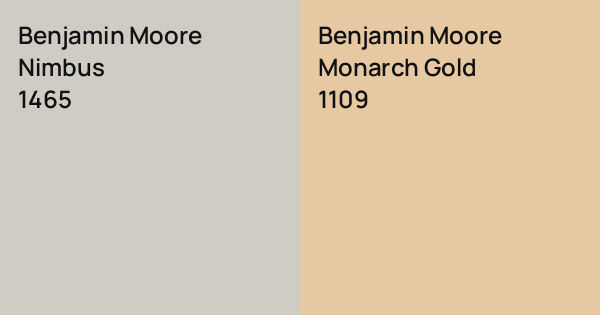 Benjamin Moore Nimbus vs. Benjamin Moore Monarch Gold comparison