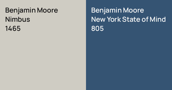 Benjamin Moore Nimbus vs. Benjamin Moore New York State of Mind comparison