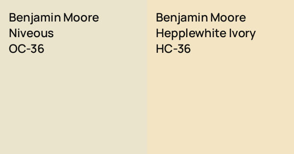 Benjamin Moore Niveous vs. Benjamin Moore Hepplewhite Ivory comparison