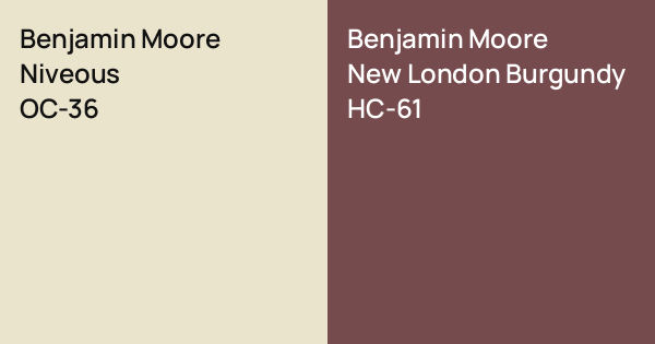Benjamin Moore Niveous vs. Benjamin Moore New London Burgundy comparison