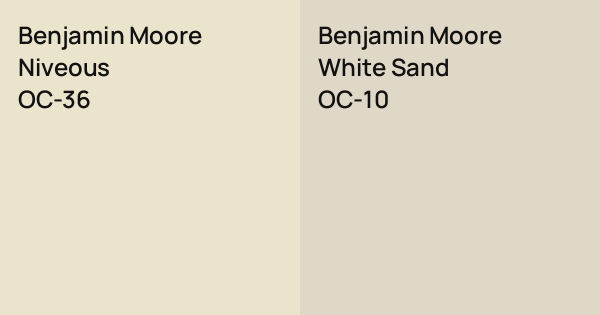 Benjamin Moore Niveous vs. Benjamin Moore White Sand comparison