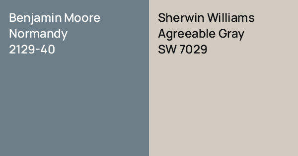 Benjamin Moore Normandy vs. Sherwin Williams Agreeable Gray comparison