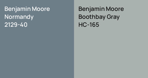 Benjamin Moore Normandy vs. Benjamin Moore Boothbay Gray comparison