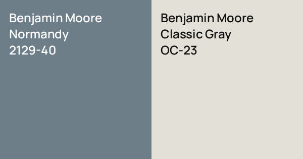Benjamin Moore Normandy vs. Benjamin Moore Classic Gray comparison