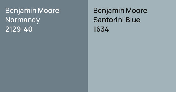 Benjamin Moore Normandy vs. Benjamin Moore Santorini Blue comparison