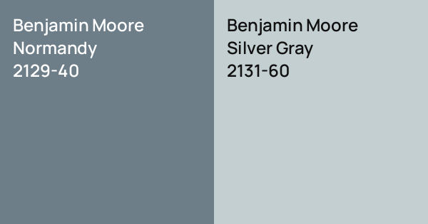 Benjamin Moore Normandy vs. Benjamin Moore Silver Gray comparison