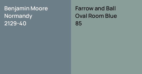Benjamin Moore Normandy vs. Farrow and Ball Oval Room Blue comparison