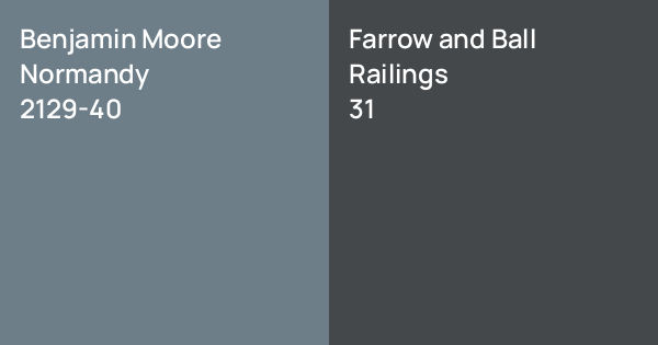 Benjamin Moore Normandy vs. Farrow and Ball Railings comparison