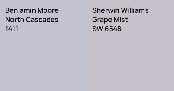 Benjamin Moore North Cascades vs. Sherwin Williams Grape Mist comparison