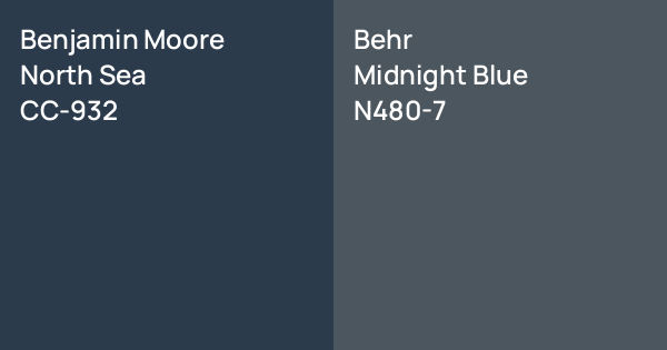 Benjamin Moore North Sea vs. Behr Midnight Blue comparison