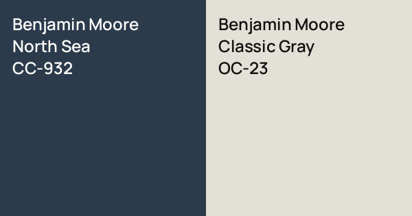 Benjamin Moore North Sea vs. Benjamin Moore Classic Gray comparison