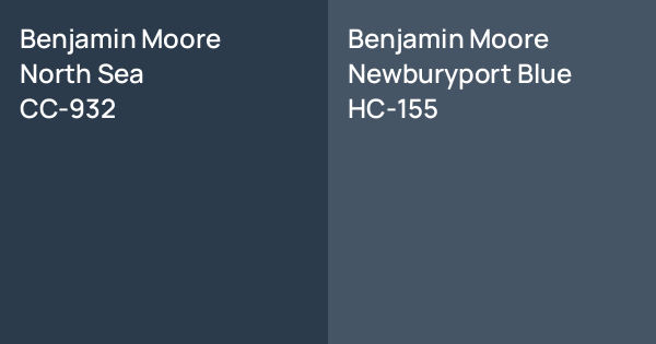 Benjamin Moore North Sea vs. Benjamin Moore Newburyport Blue comparison