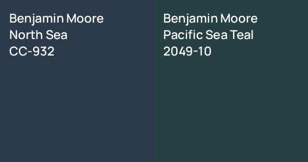Benjamin Moore North Sea vs. Benjamin Moore Pacific Sea Teal comparison