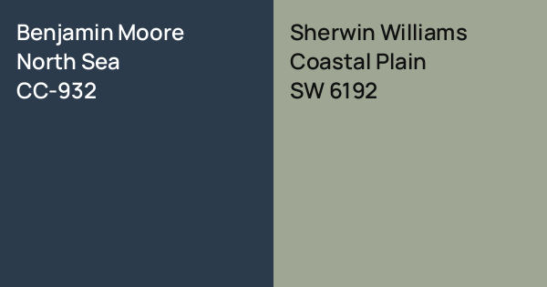 Benjamin Moore North Sea vs. Sherwin Williams Coastal Plain comparison