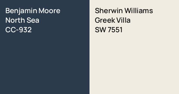 Benjamin Moore North Sea vs. Sherwin Williams Greek Villa comparison