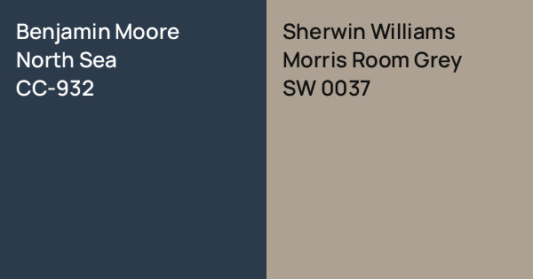 Benjamin Moore North Sea vs. Sherwin Williams Morris Room Grey comparison