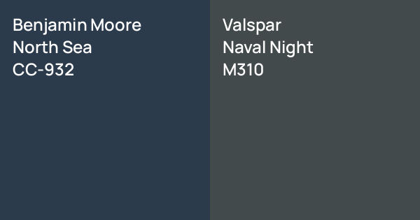 Benjamin Moore North Sea vs. Valspar Naval Night comparison