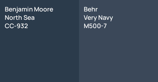 Benjamin Moore North Sea vs. Behr Very Navy comparison