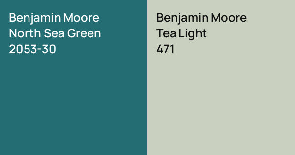 Benjamin Moore North Sea Green vs. Benjamin Moore Tea Light comparison