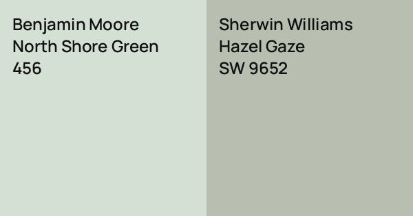 Benjamin Moore North Shore Green vs. Sherwin Williams Hazel Gaze comparison