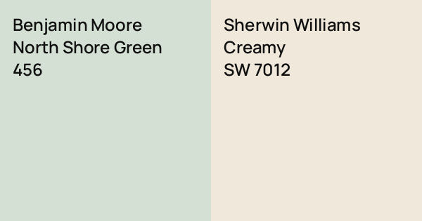Benjamin Moore North Shore Green vs. Sherwin Williams Creamy comparison
