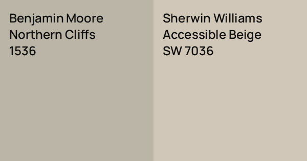 Benjamin Moore Northern Cliffs vs. Sherwin Williams Accessible Beige ...
