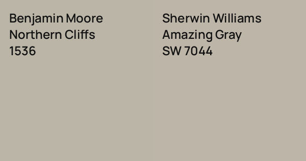 Benjamin Moore Northern Cliffs vs. Sherwin Williams Amazing Gray comparison