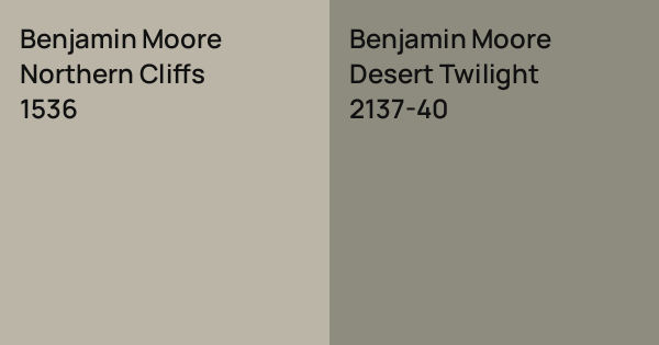 Benjamin Moore Northern Cliffs vs. Benjamin Moore Desert Twilight ...