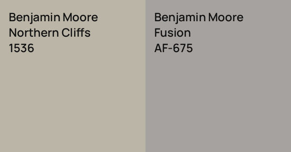 Benjamin Moore Northern Cliffs vs. Benjamin Moore Fusion comparison