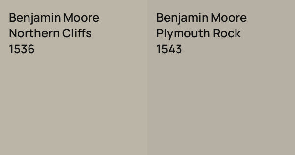 Benjamin Moore Northern Cliffs vs. Benjamin Moore Plymouth Rock comparison