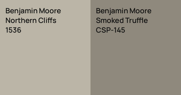 Benjamin Moore Northern Cliffs vs. Benjamin Moore Smoked Truffle comparison
