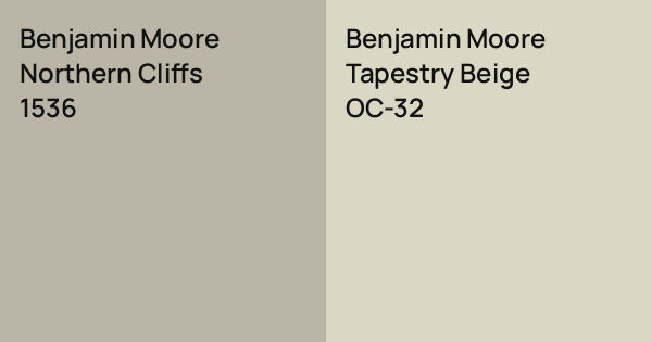 Benjamin Moore Northern Cliffs vs. Benjamin Moore Tapestry Beige comparison