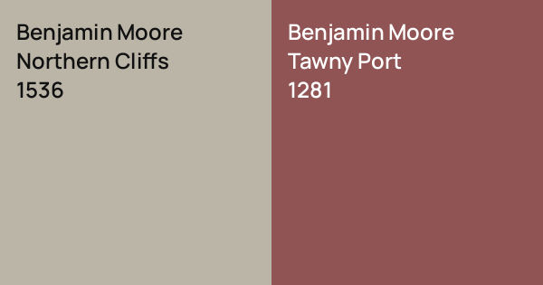 Benjamin Moore Northern Cliffs vs. Benjamin Moore Tawny Port comparison