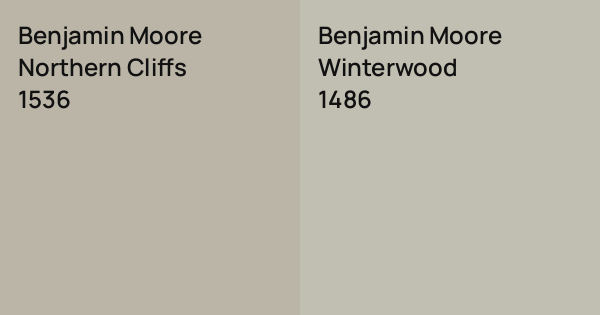 Benjamin Moore Northern Cliffs vs. Benjamin Moore Winterwood comparison